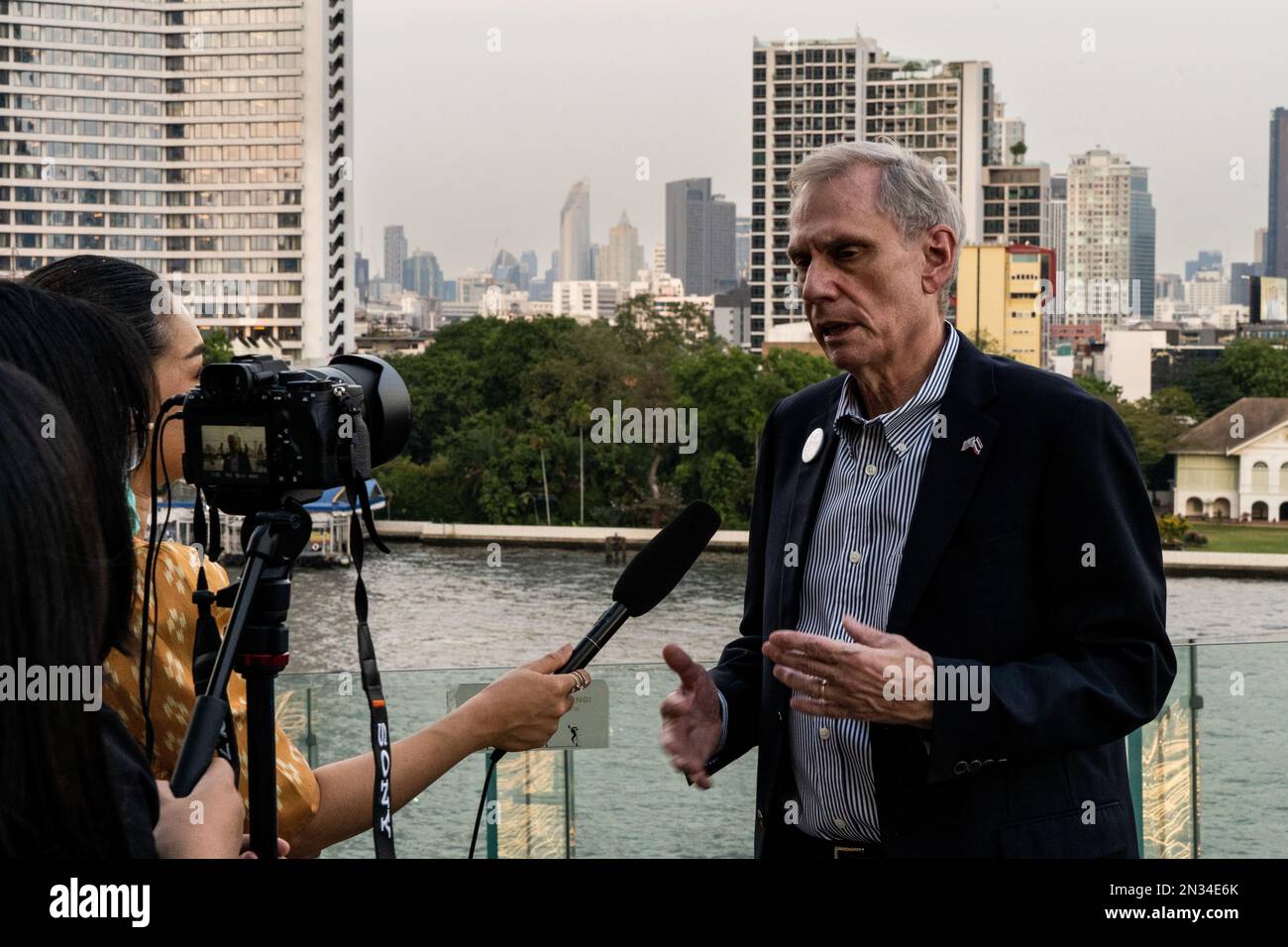 Bangkok, 07/02/2023, Robert Godec, US Ambassador to Thailand, does an ...