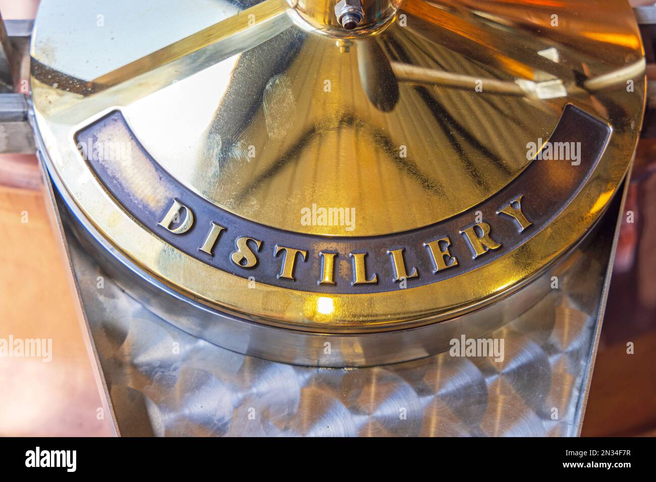 Engraved Brass Metal Sign Distillery at Production Equipment Stock ...
