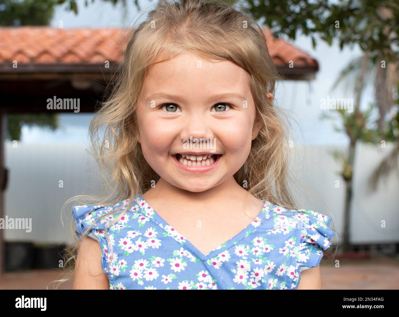 Cute happy smiling caucasian girl. Happy laughing child Stock Photo - Alamy