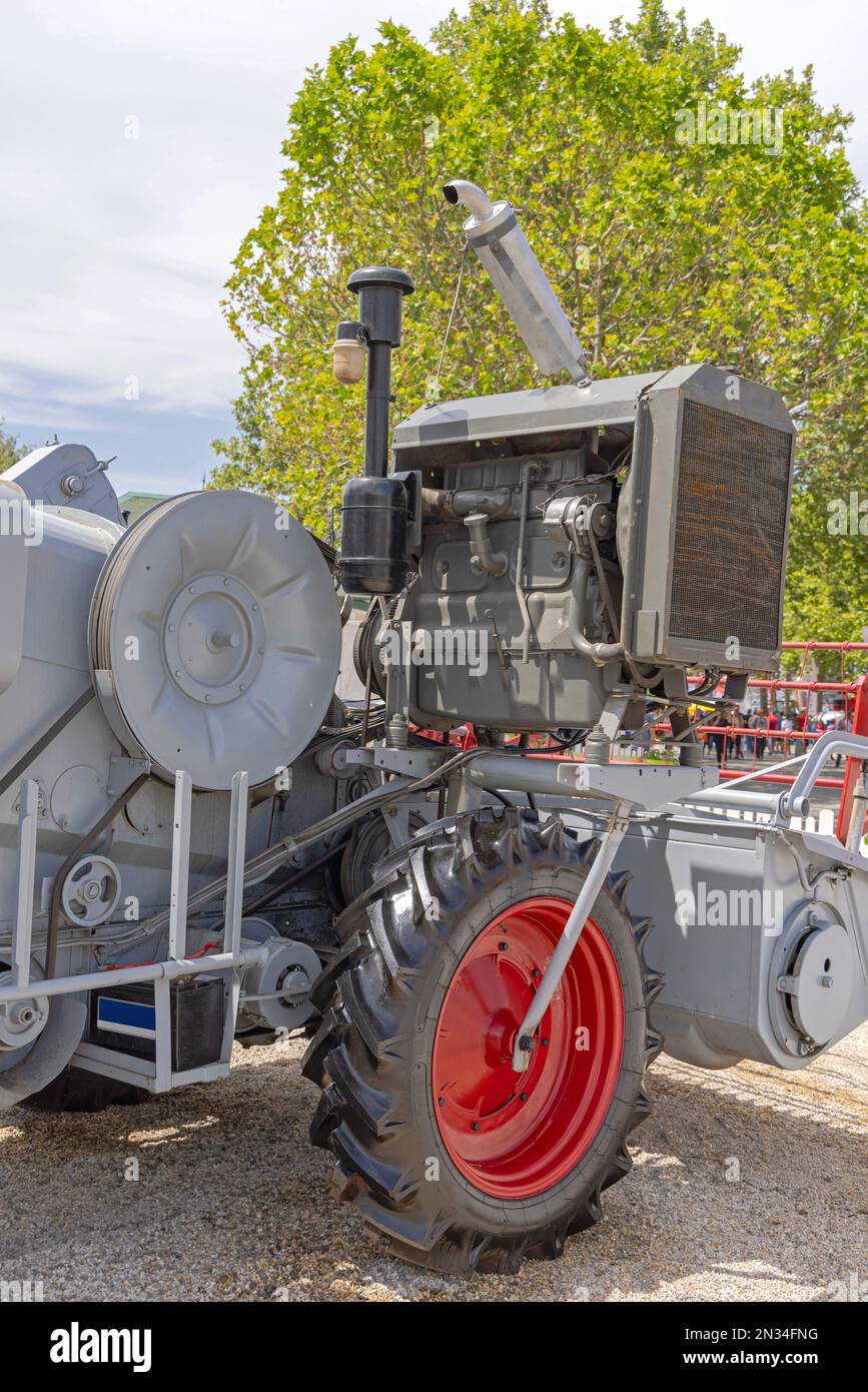 Vintage Combine Harvester With Old Diesel Engine Restored Agriculture ...