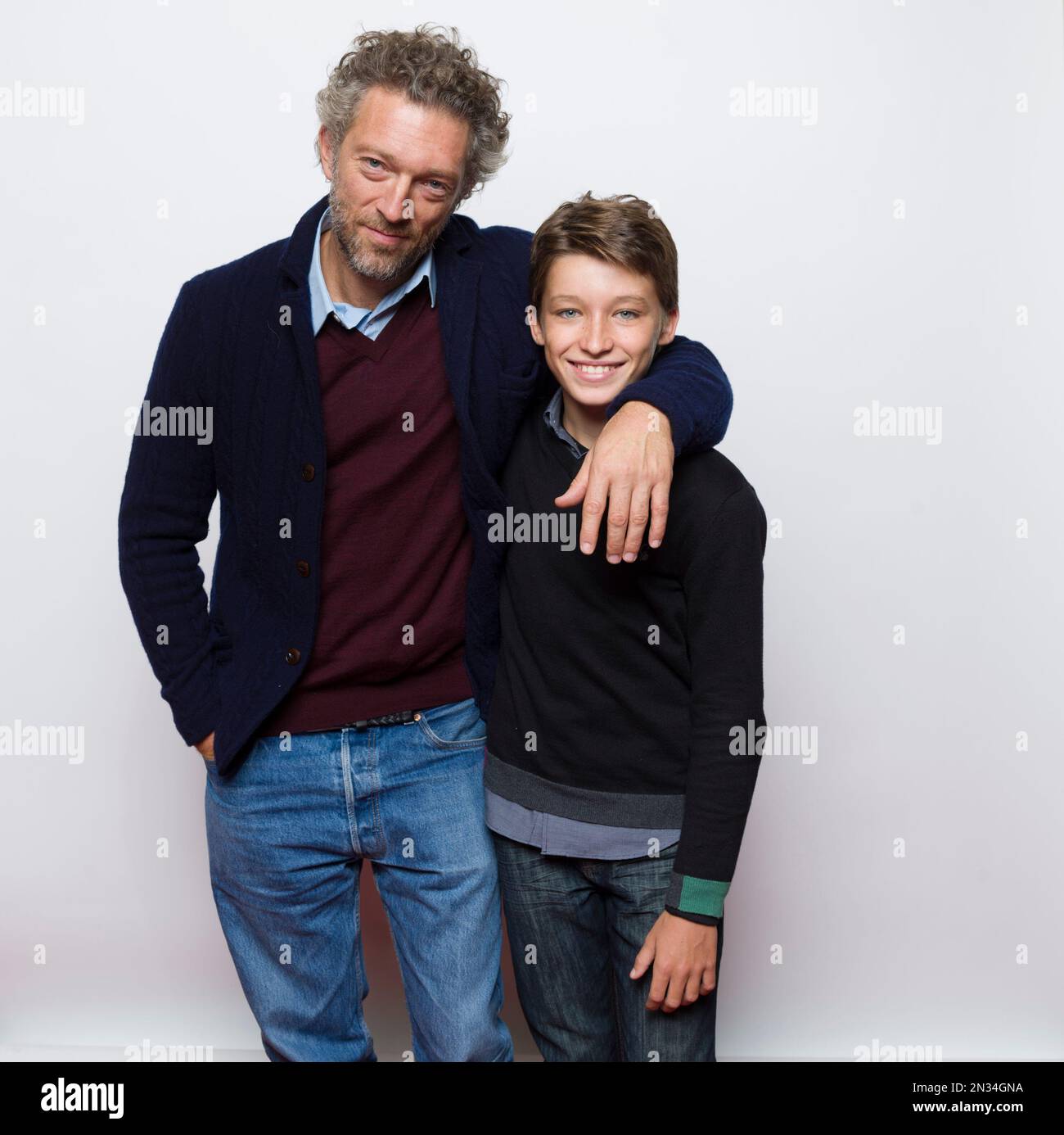 In this Jan. 26, 2015 photo, Vincent Cassel, left, and Jeremy Chabriel ...