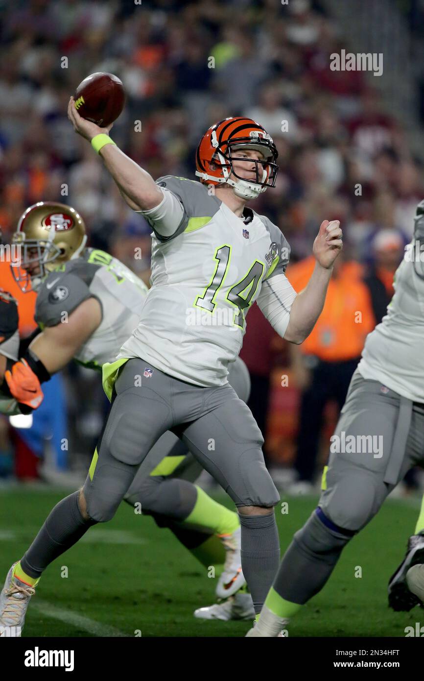 Team Carter's Andy Dalton #14 in action against Team Irvin during the ...