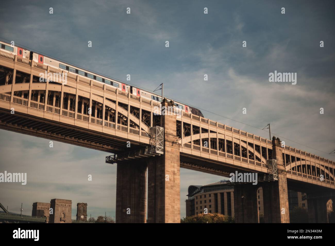 A train on the High Level Bridge in England, UK Stock Photo - Alamy