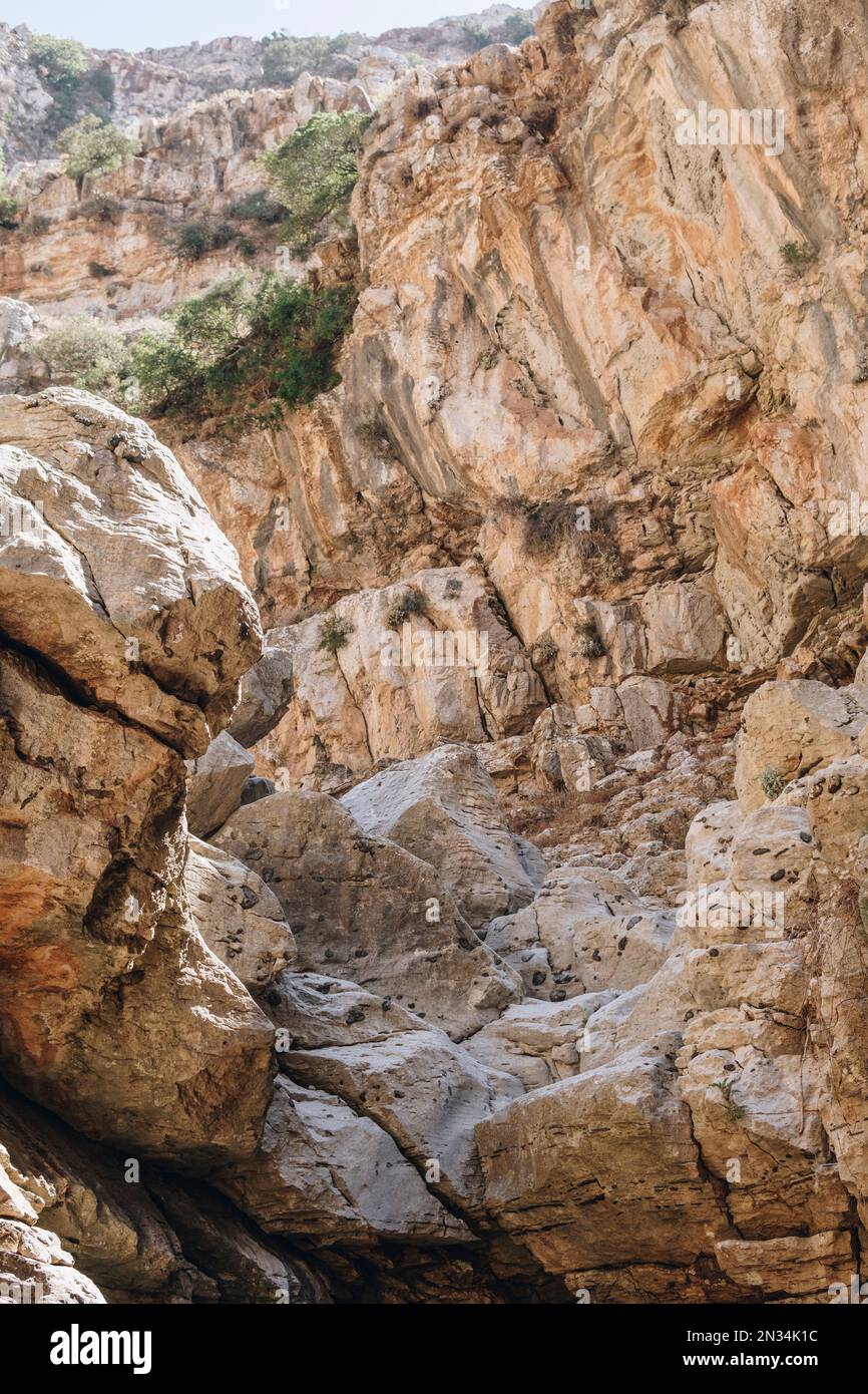 Steep hill as seen from the bottom of Jacob's Canyon at Rhodes Island ...