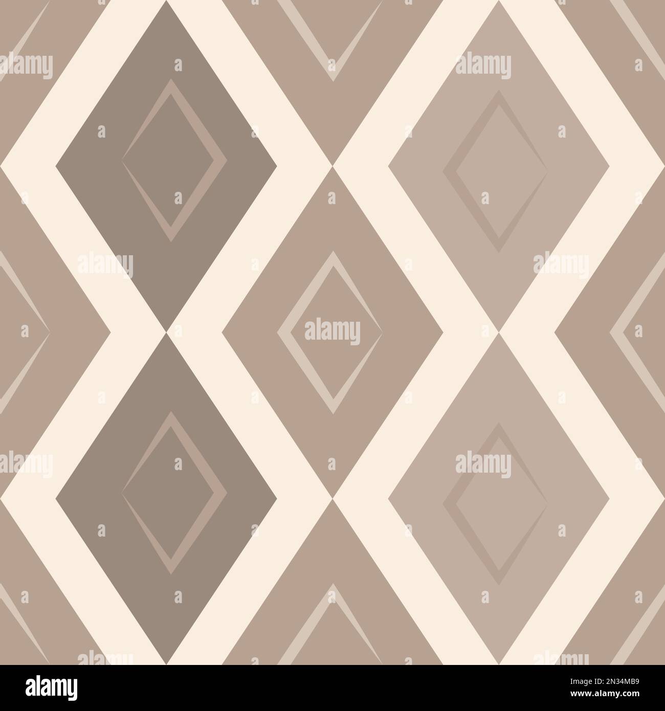 Diamond Vector Seamless Pattern Background Neutral Beige Rhombuses Ornament Backdrop Hand