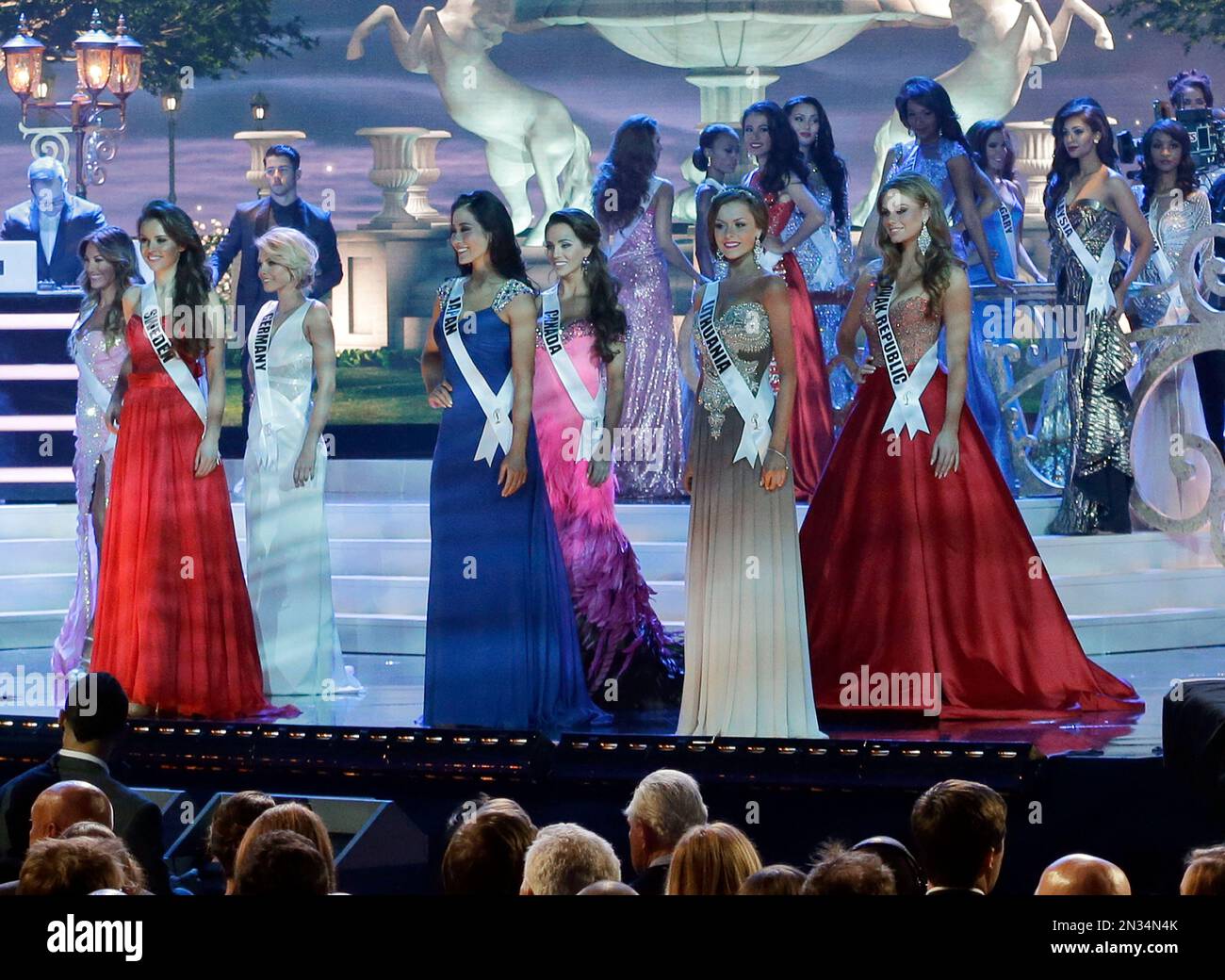 From left, Miss Sweden Camilla Hansson, Miss Germany Josefin Donat ...