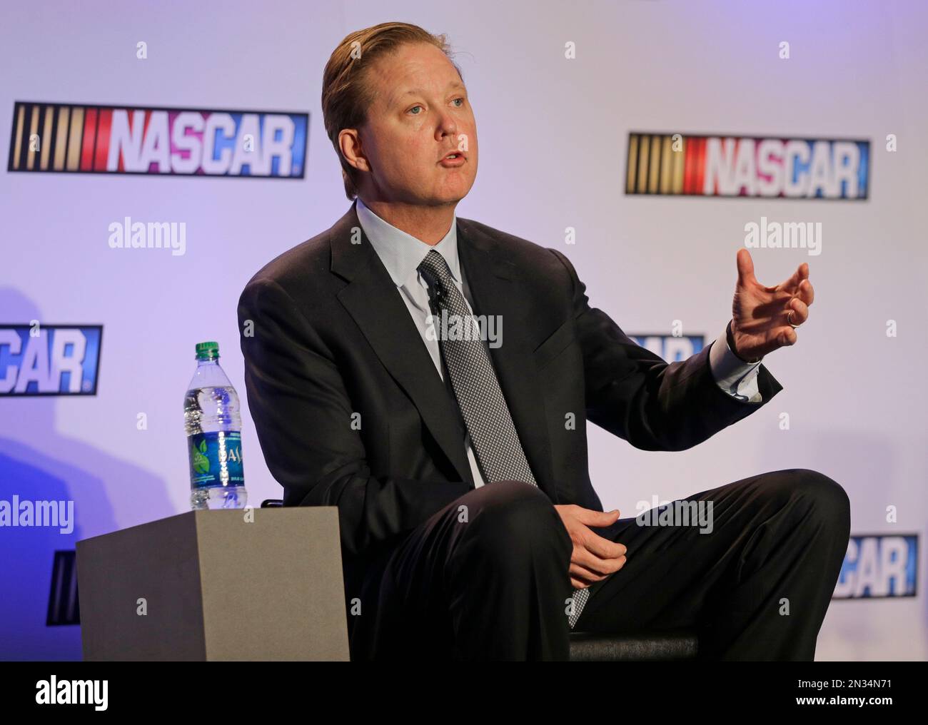 NASCAR CEO Brian France speaks to the media during the NASCAR Media ...