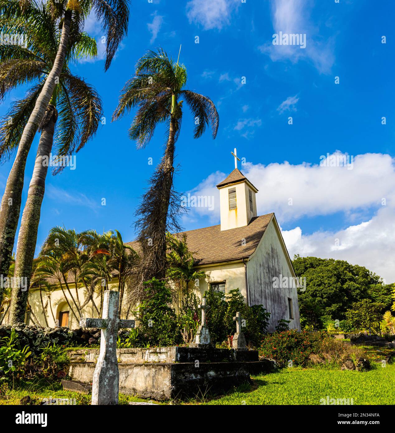 Saint Peter Mission Church and Cemetery, Puuiki, Maui, Hawaii, USA ...