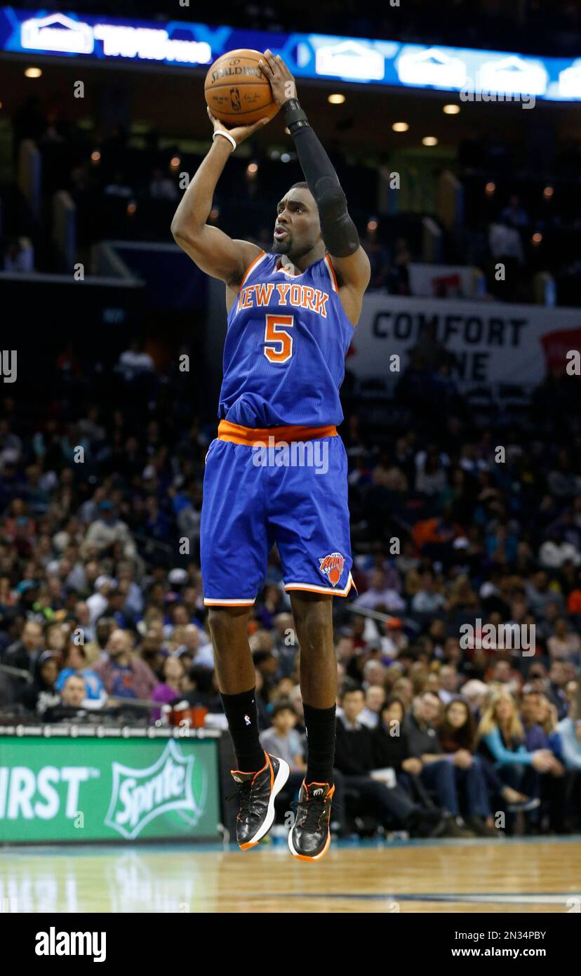 New York Knicks guard Tim Hardaway Jr. shoots against the Charlotte ...