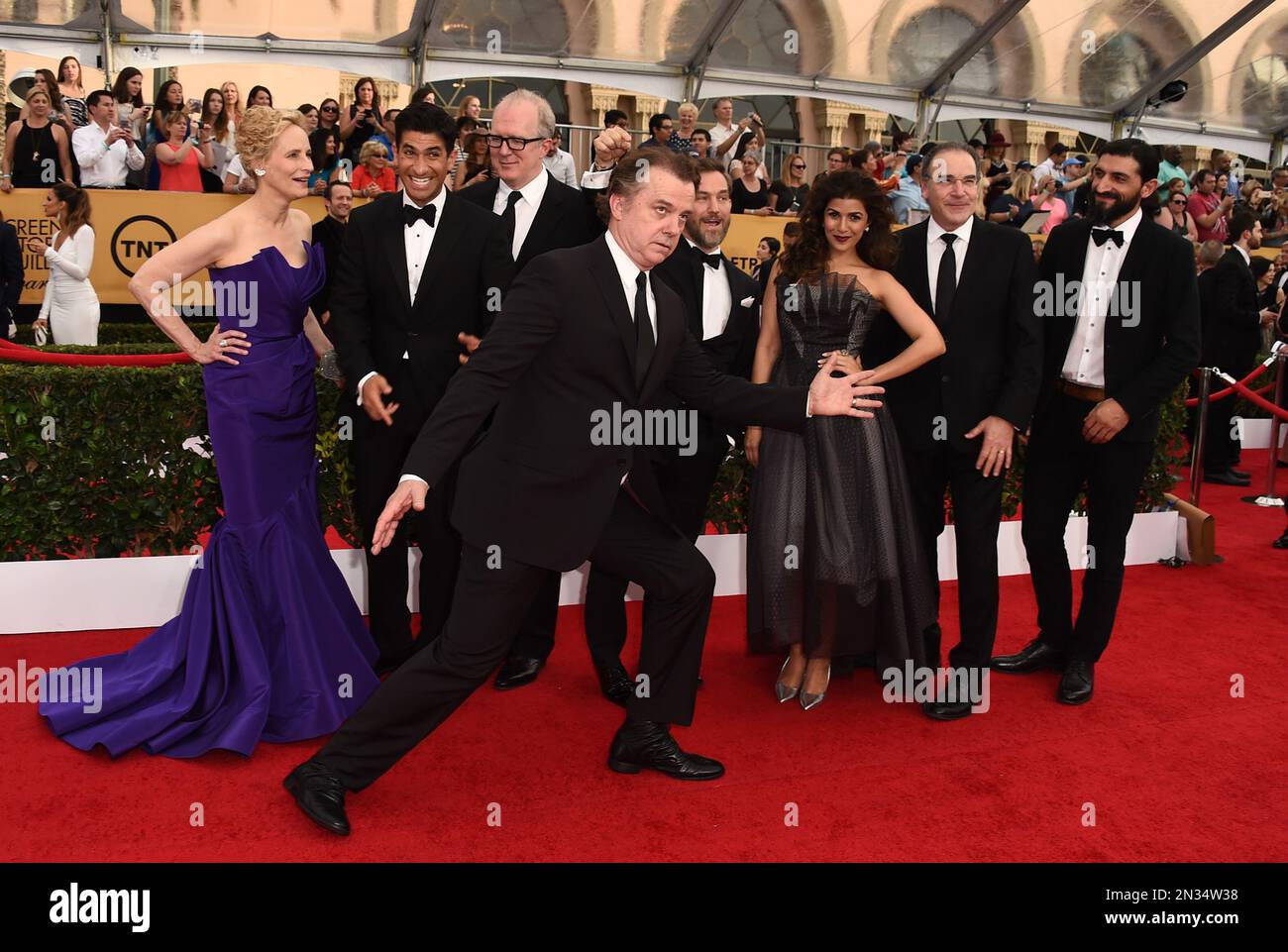 Laila Robins, and from left, Raza Jaffrey, Tracy Letts, Michael O'Keefe ...
