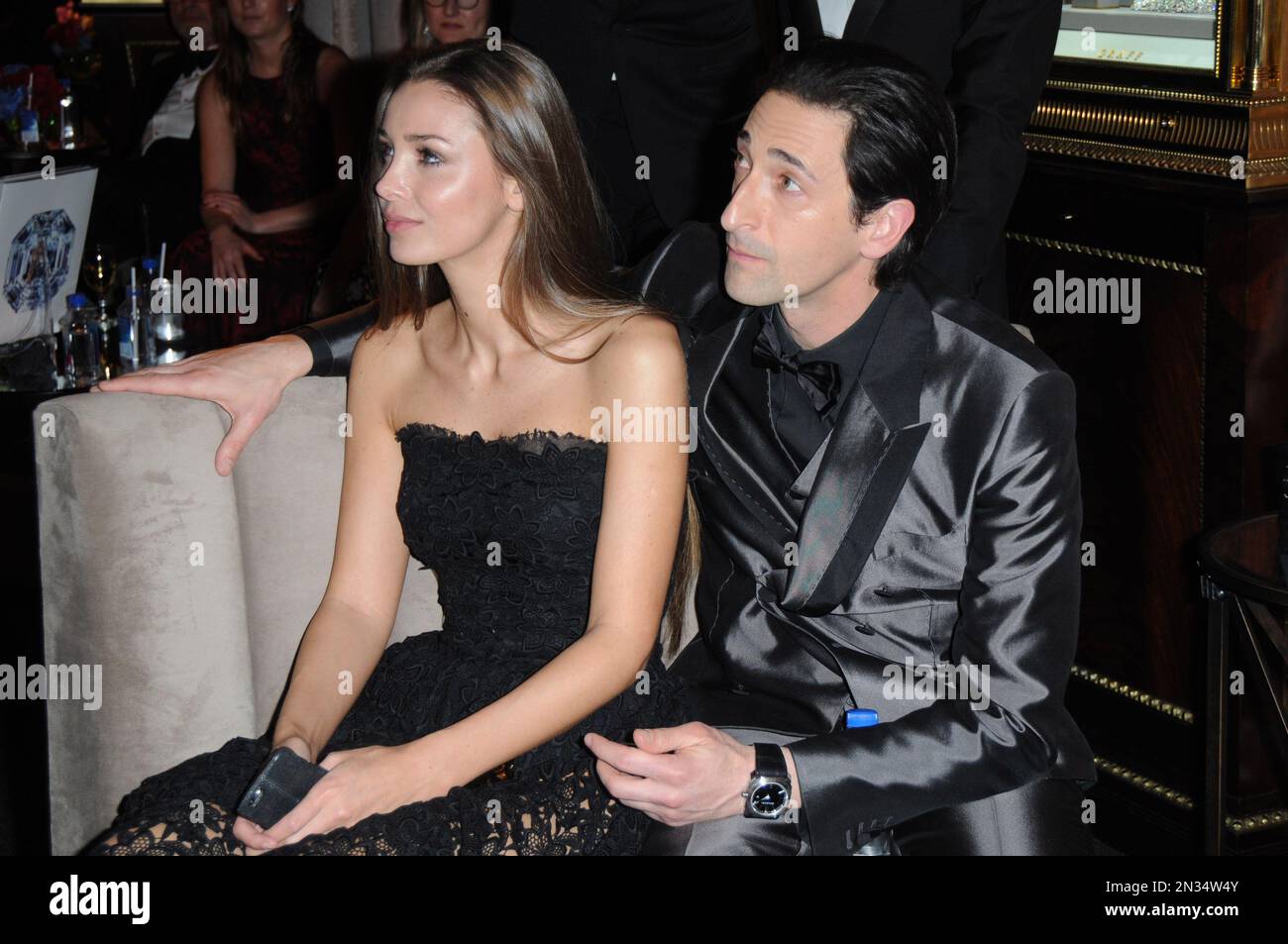 Adrien Brody, right, and Lara Lieto are seen backstage at the 21st ...