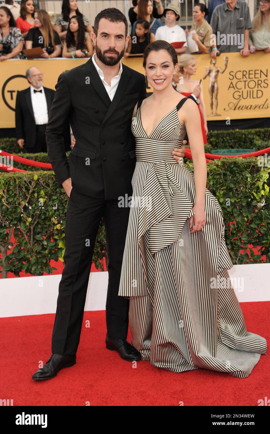 Tom Cullen, left, and Tatiana Maslany arrive at the 21st annual Screen ...