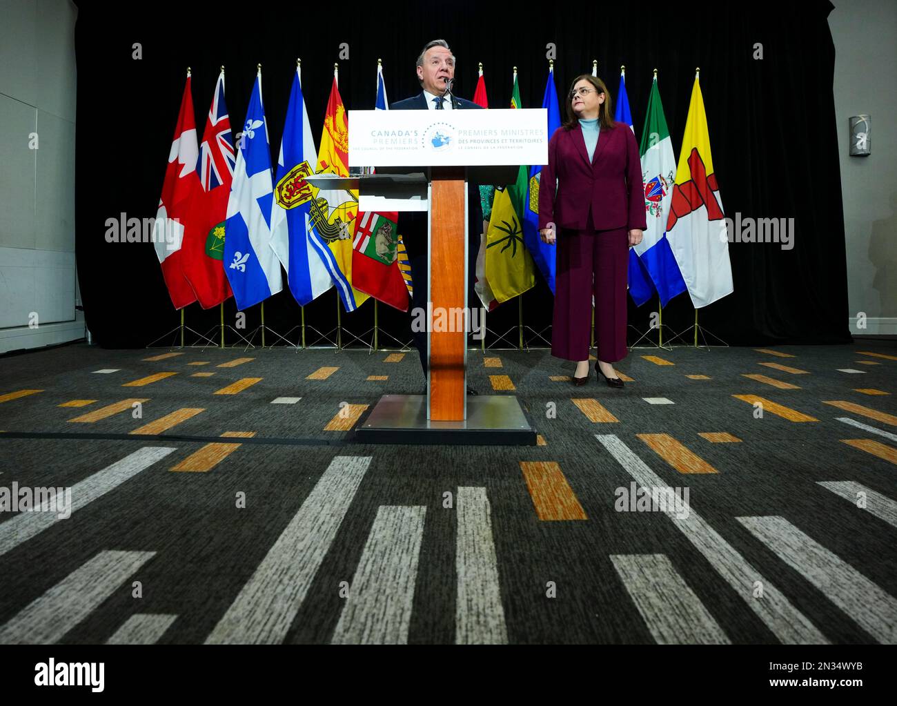 Quebec Premier Francois Legault and Manitoba Premier Heather Stefanson ...