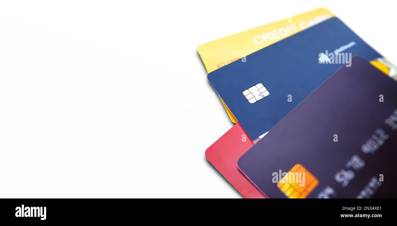 Credit cards isolated on white background with copy space, Credit card ...