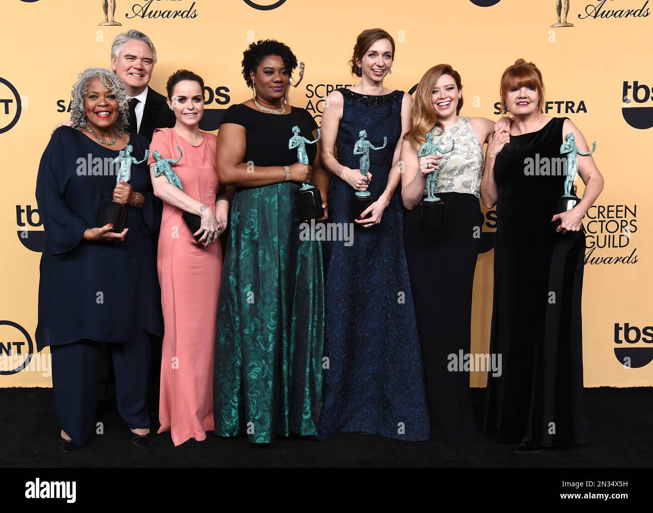 From left, Yvette Freeman, Michael J. Harney, Taryn Manning, Adrienne C ...