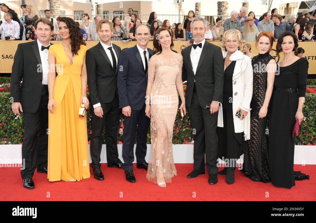 From left, Derek Cecil, Mozhan Marn , Jimmi Simpson, Michael Kelly ...