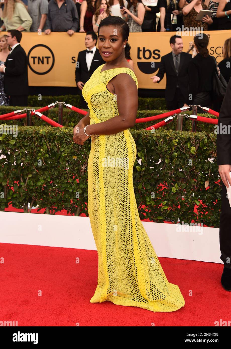 Uzo Aduba arrives at the 21st annual Screen Actors Guild Awards at the ...