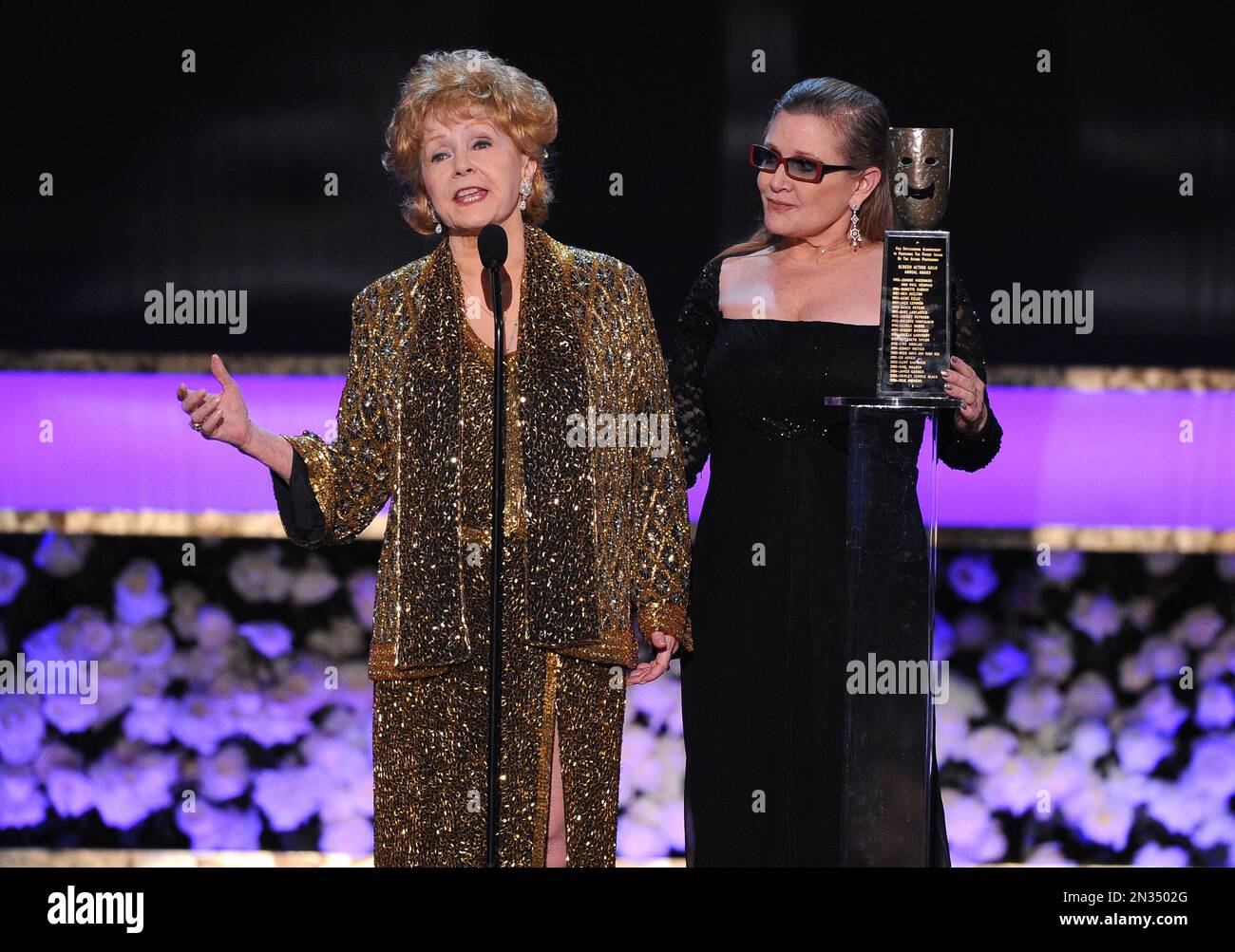 Carrie Fisher, right, presents Debbie Reynolds with the Screen Actors ...