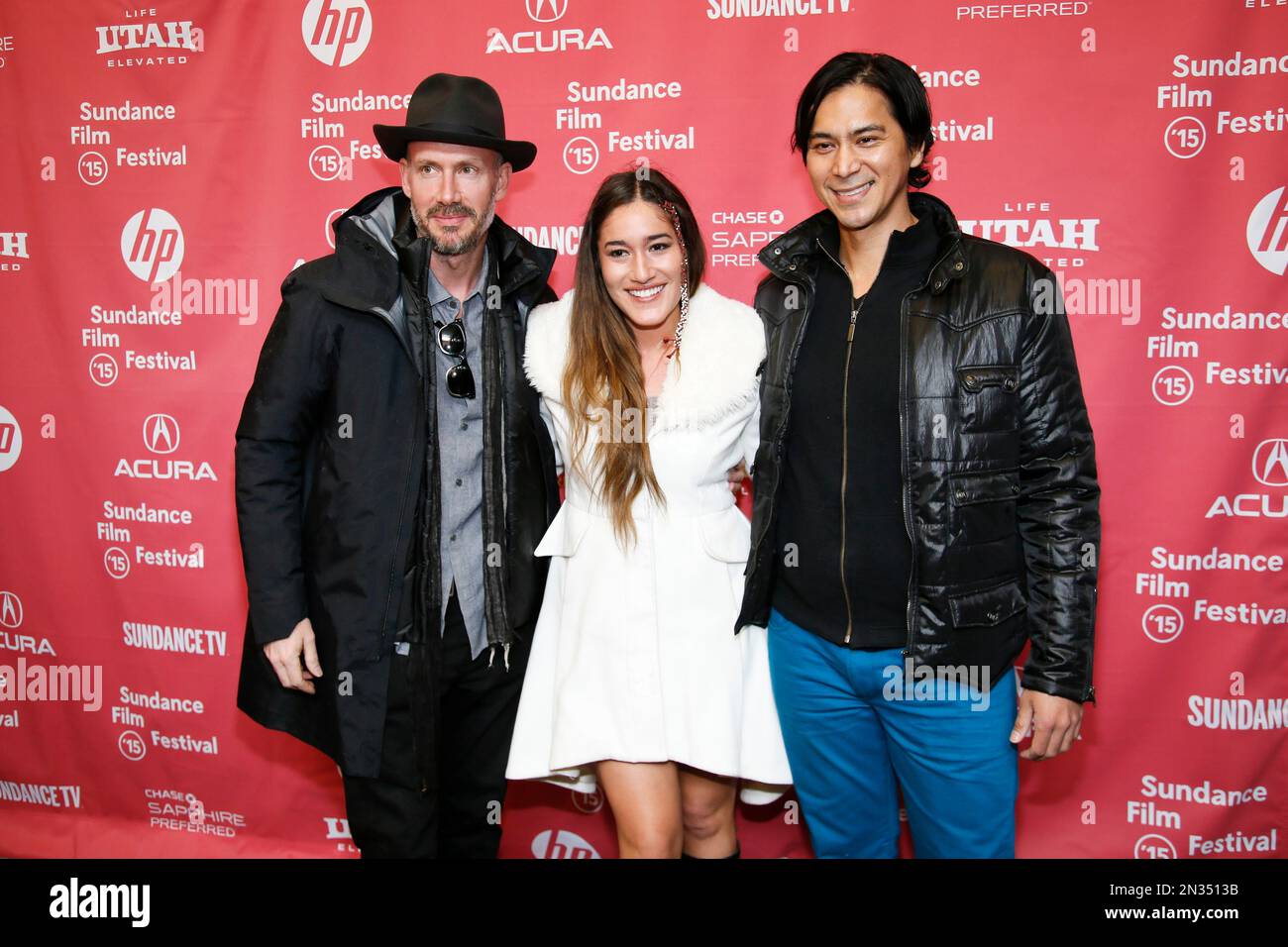 From left to right, producer Wicks Walker, actress Q'orianka Kilcher and Kalani Queypo, pose at ...