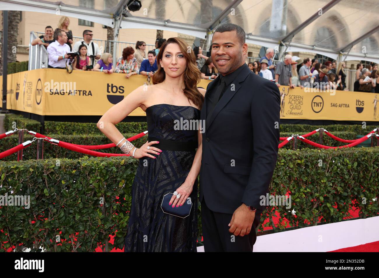 Chelsea Peretti, left, and Jordan Peele arrives at the 21st annual ...