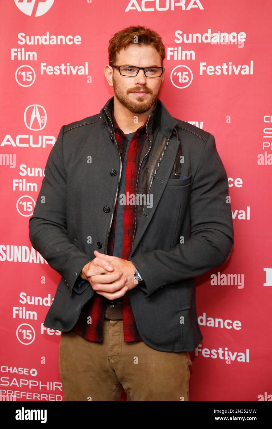 Actor Kellan Lutz poses at the premiere of "Experimenter" during the ...