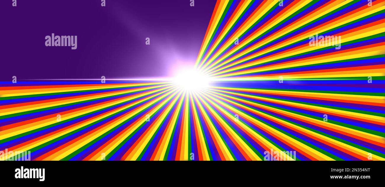 Flashes of light in a rainbow of colors on a purple background, it can ...