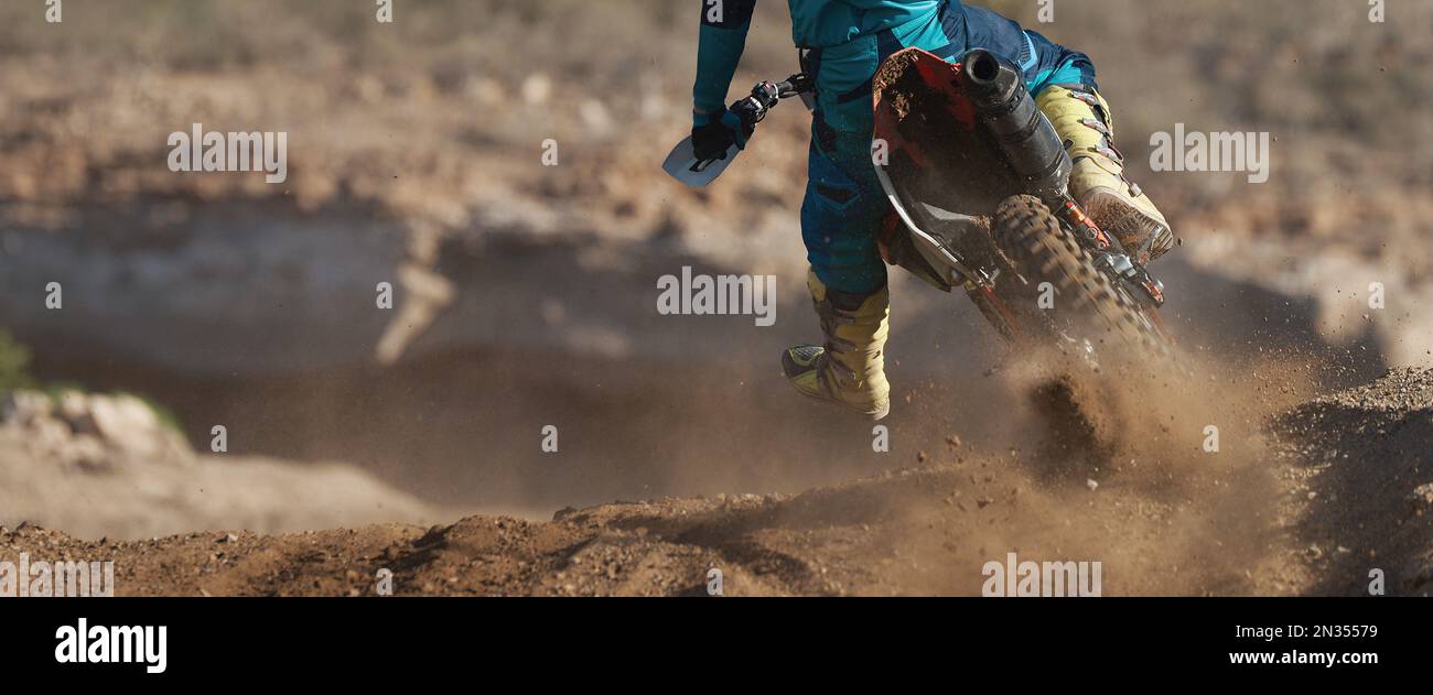 Racer boy on motorcycle participates in motocross race, active extreme ...