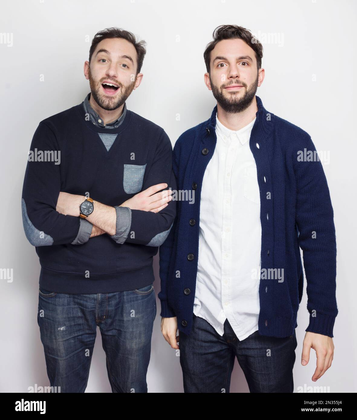 Mike Luciano, left, and Phil Matarese poses for a portrait to promote ...