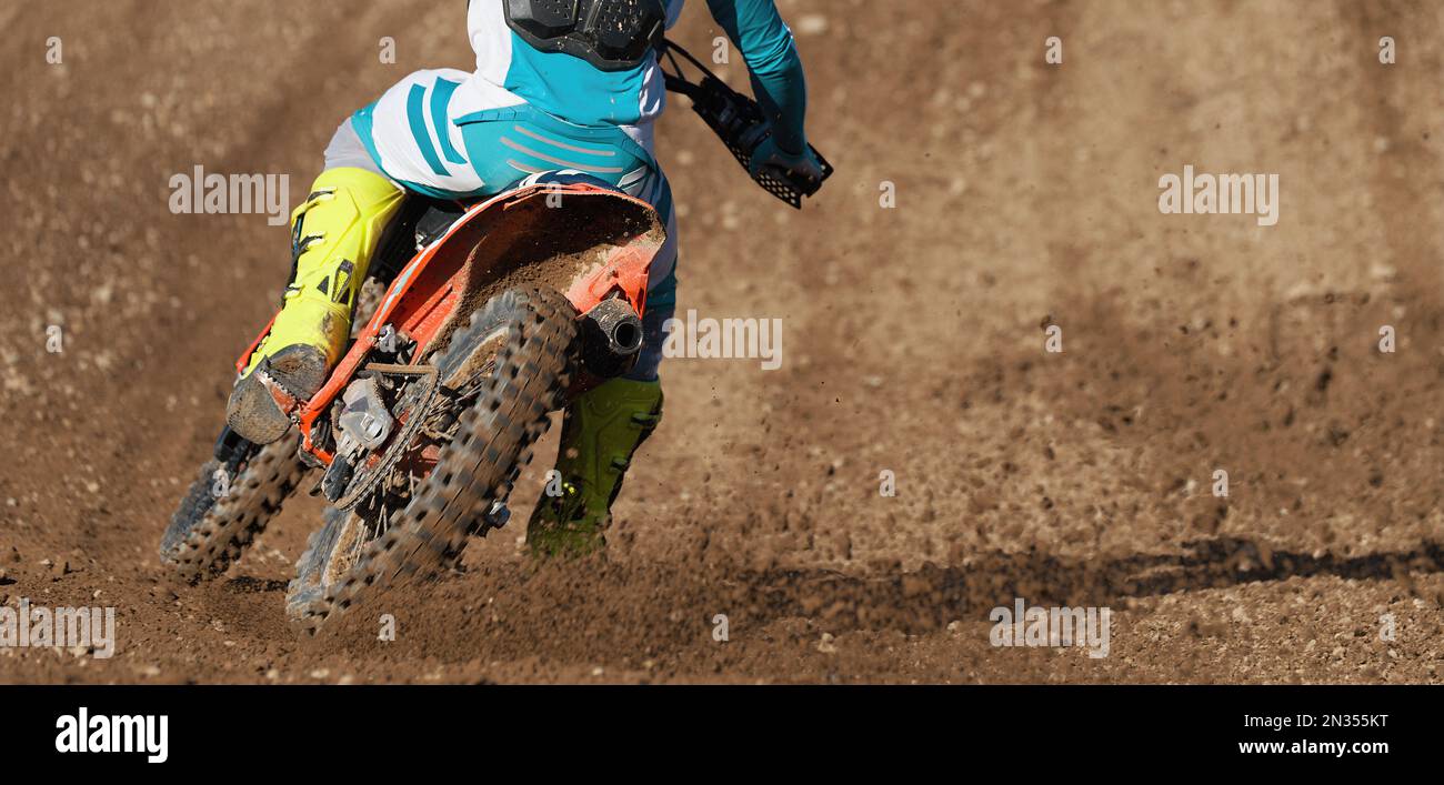 Racer boy on motorcycle participates in motocross race, active extreme ...