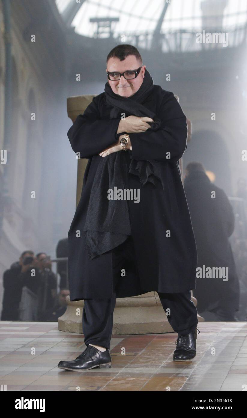 Creative director Israel's Alber Elbaz reacts after the presentation of ...