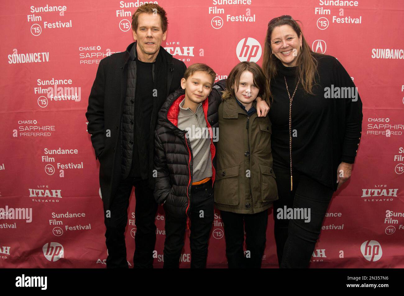 Actors Kevin Bacon, James Freedson-Jackson, and Hays Wellford and ...