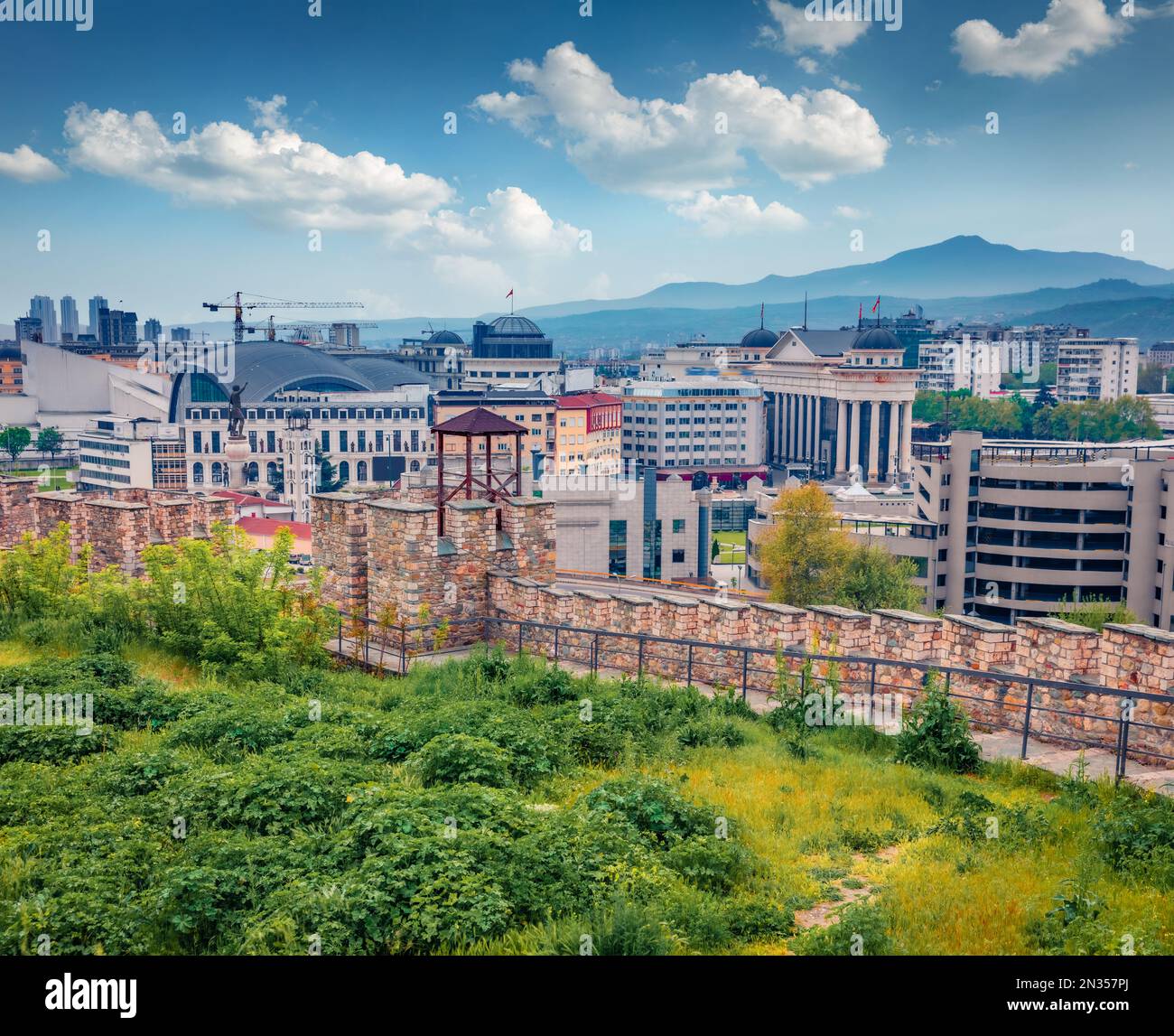 Splendid morning view of Skopje Fortress - remains of a 6th-century ...