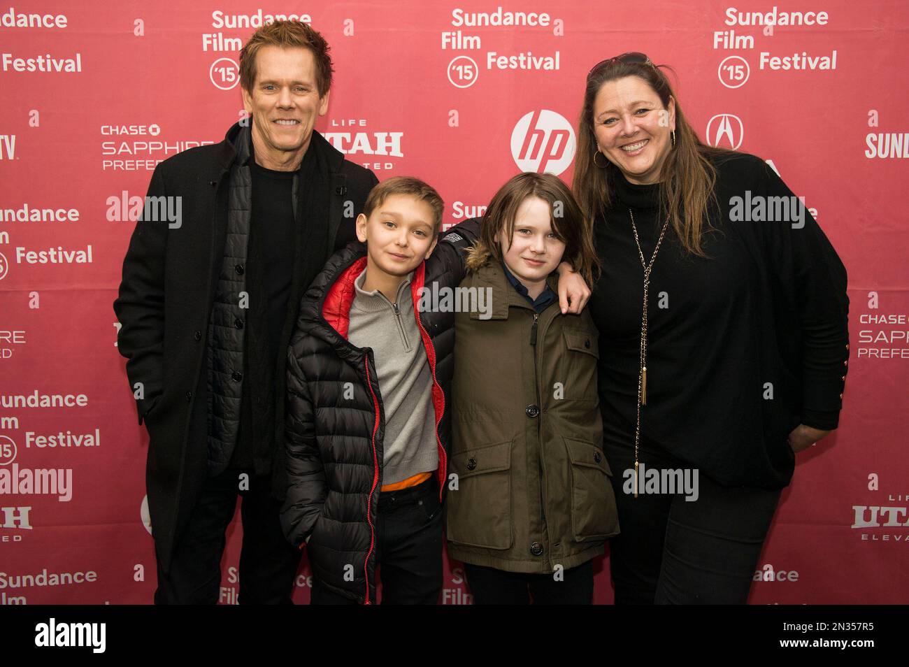 Actors Kevin Bacon, James Freedson-Jackson, and Hays Wellford and ...