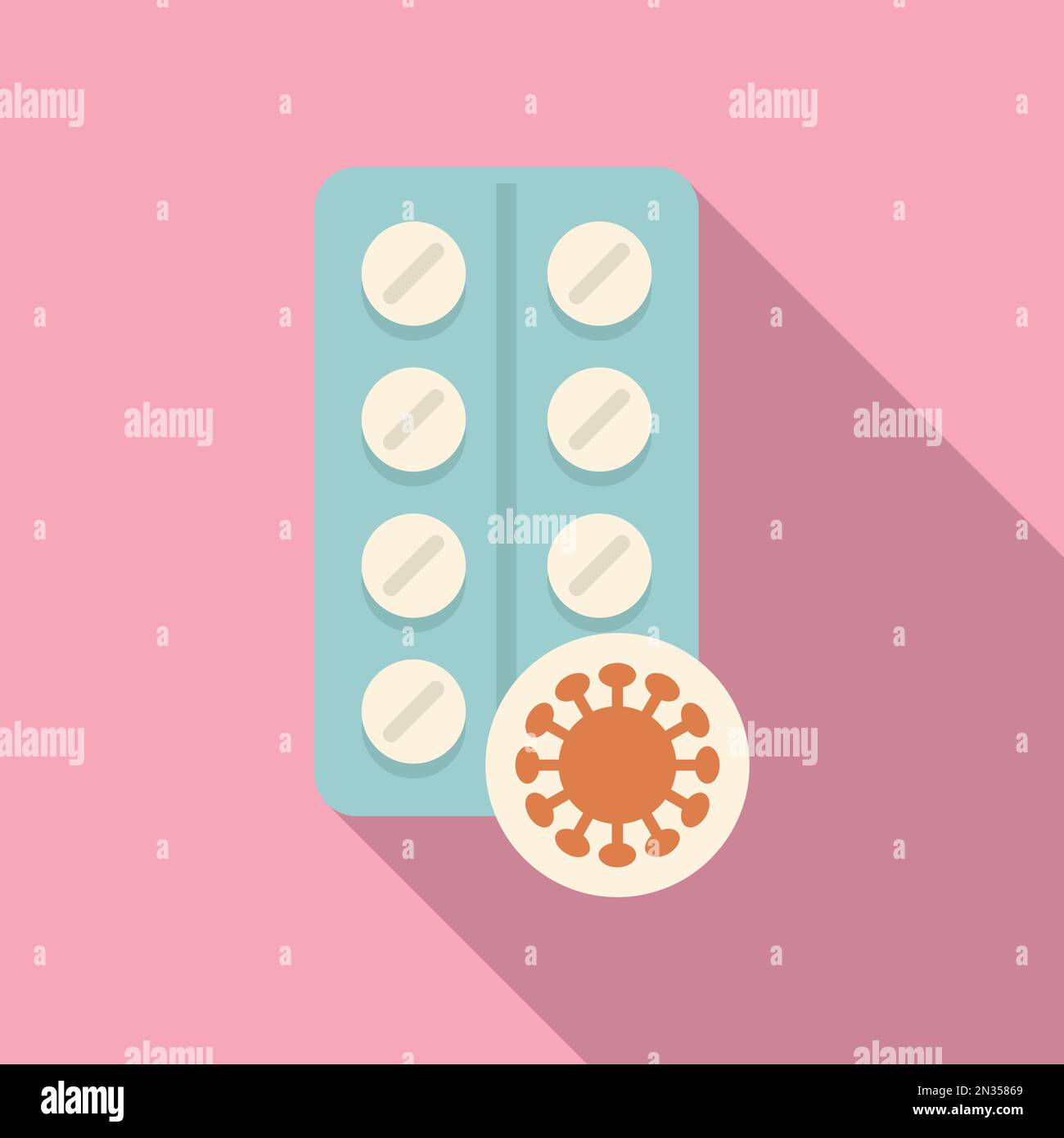 Antibiotic blister icon flat vector. Bacteria drug. Resistant medicine ...