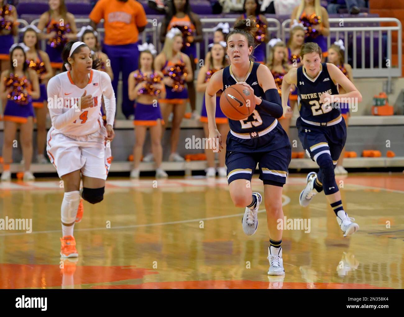 Notre Dame's Michaela Mabrey makes a fast break followed by teammate ...