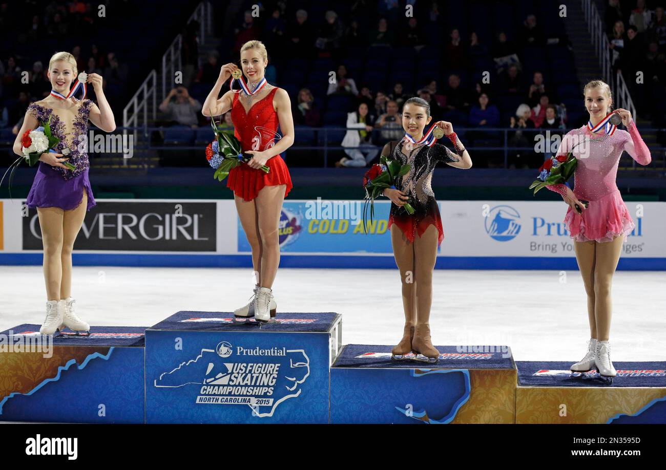 Top finishers of the women's competition from left, Gracie Gold, second ...