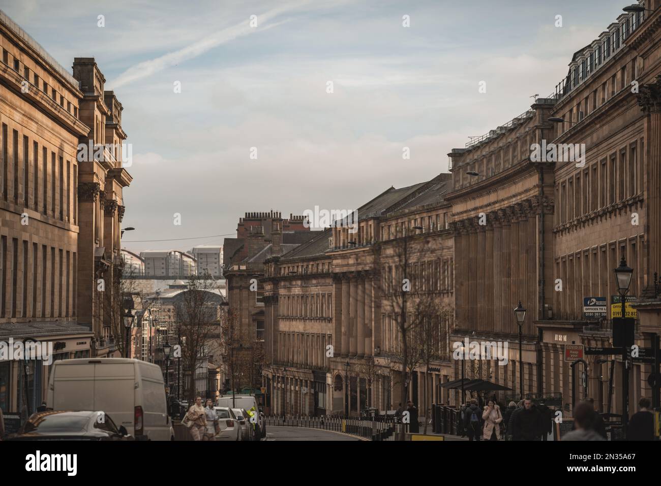 The beautiful buildings on Grey Street in Newcastle upon Tyne, England ...