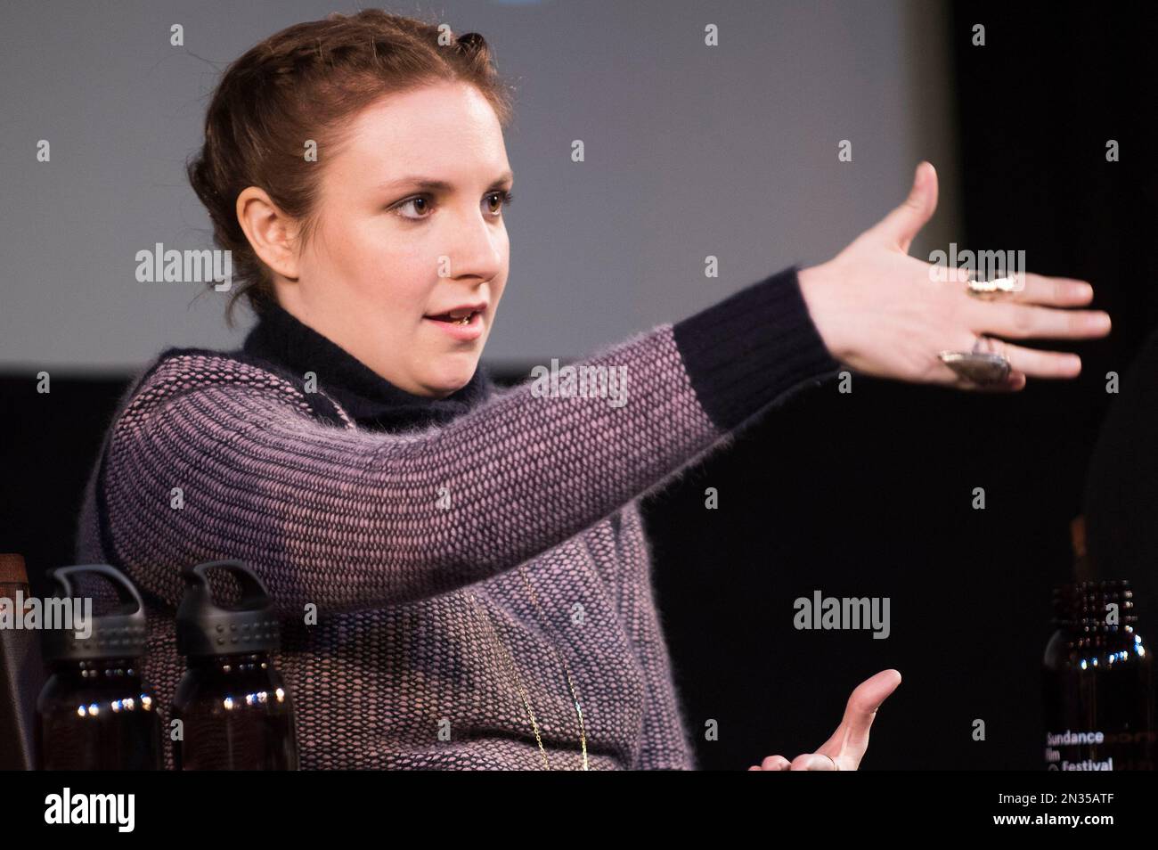Lena Dunham attends the “Power Of Stories: Serious Ladies" panel during ...