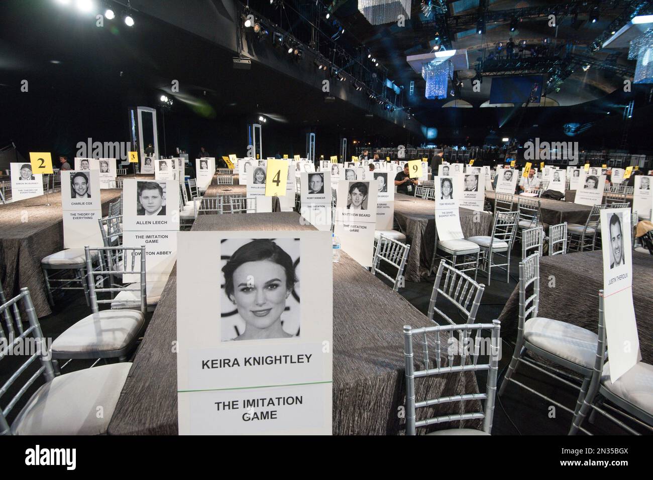 Posters show seating arrangements for the 21st Annual SAG Awards show ...