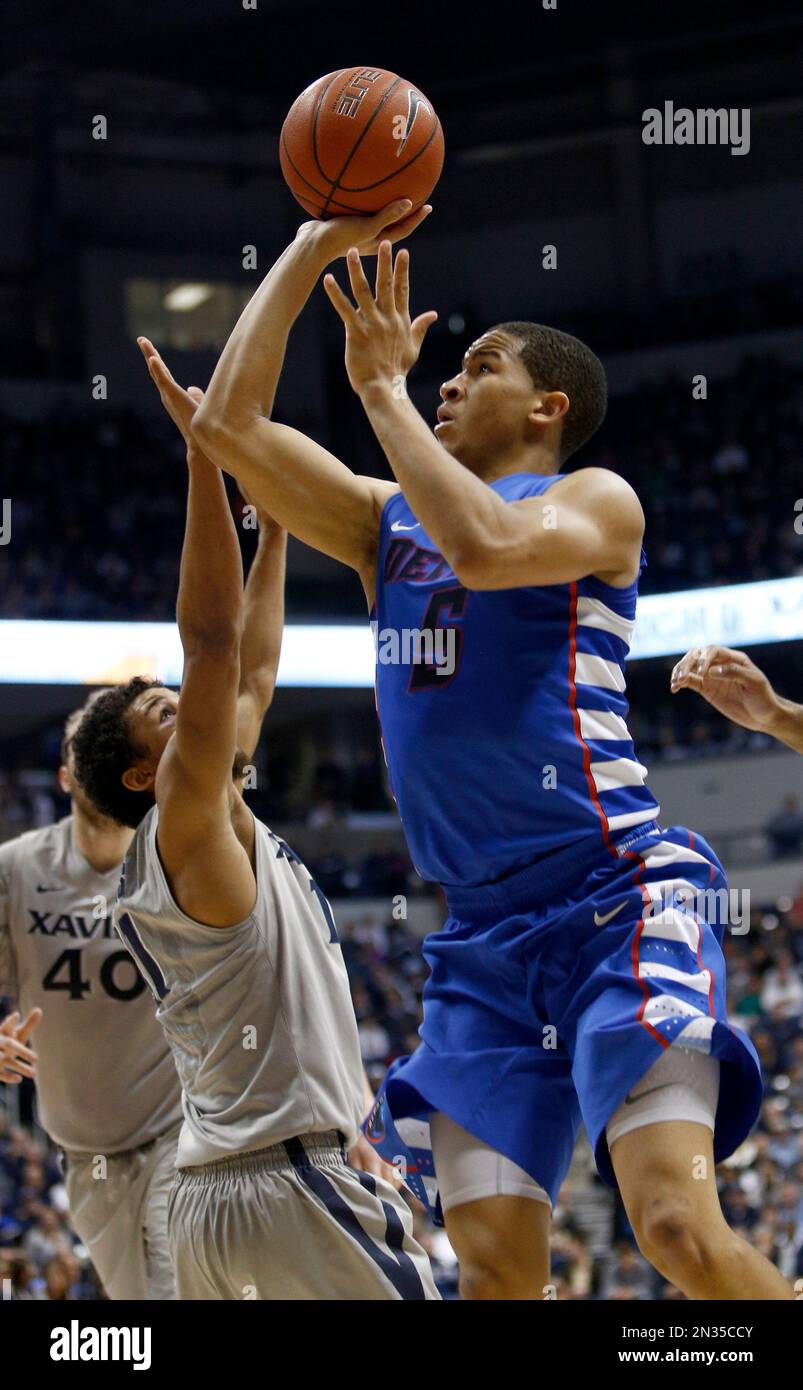 DePaul guard Billy Garrett Jr. (5) goes up for a shot against Xavier ...