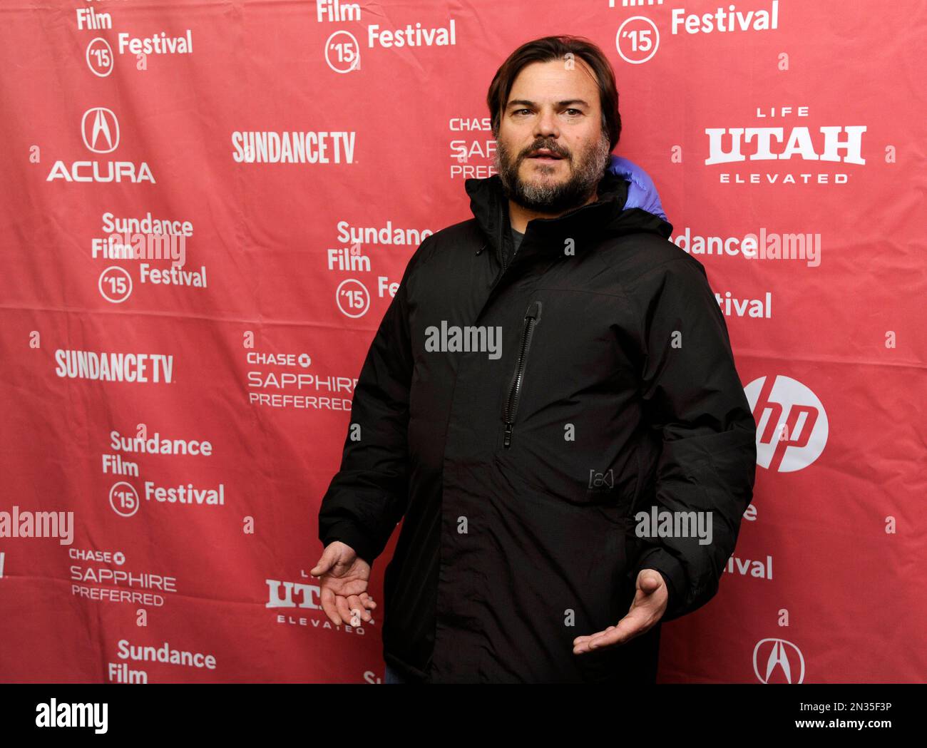 Jack Black, a cast member in "The D Train," poses at the premiere of ...