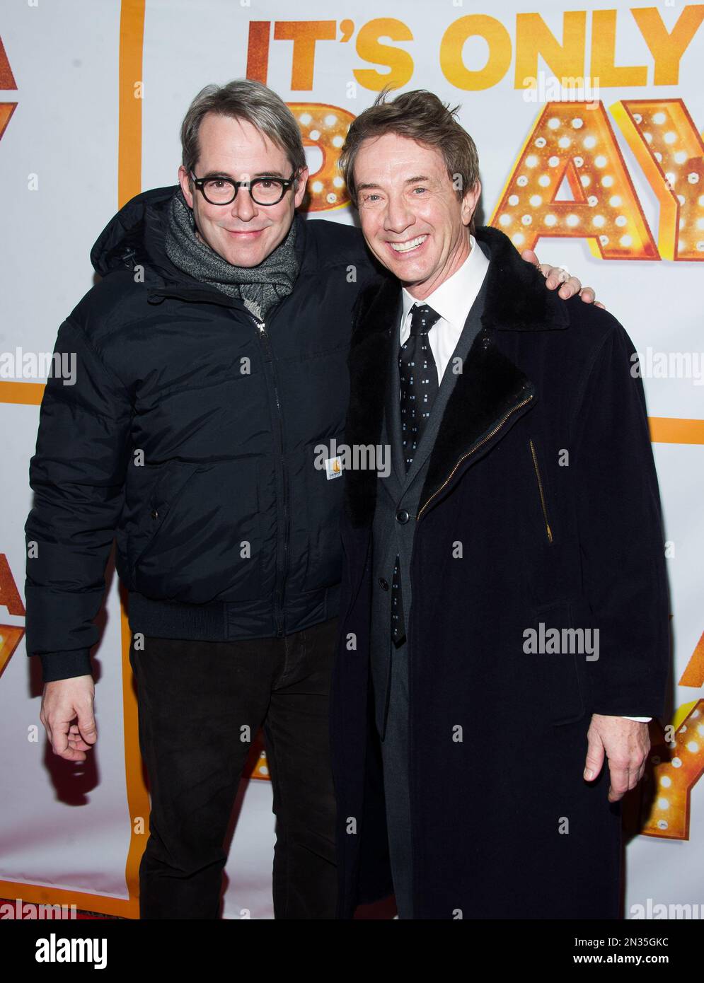 Matthew Broderick, left, and Martin Short attend the re-opening of the ...