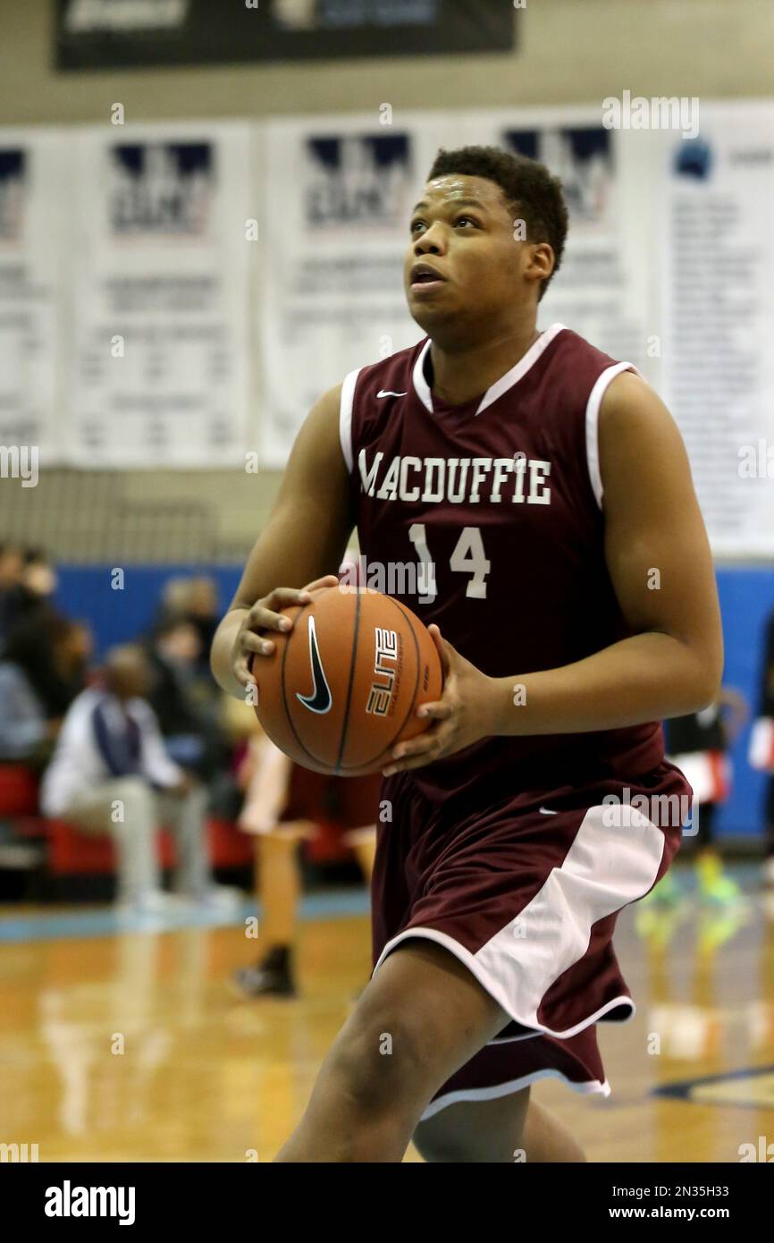 MacDuffie's Omari Spellman #14 in action against Life Center during ...