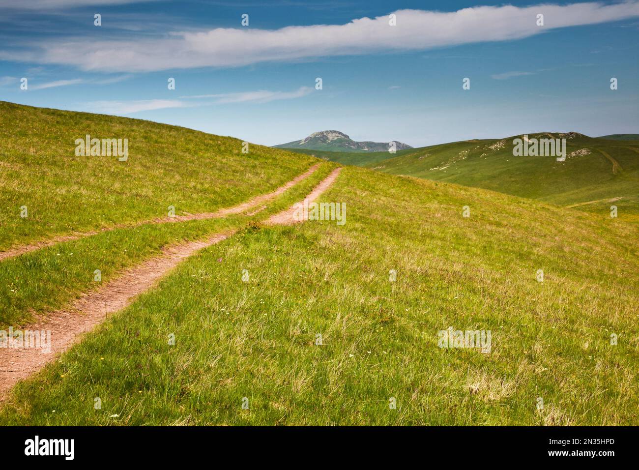 Vehicle tracks on top of a mountain Stock Photo - Alamy