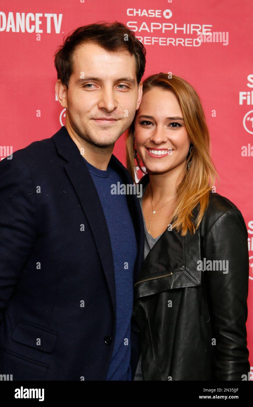 Producer Greg Ammon, left, and Stacy Volkov, right, pose at the premiere of "Stolkholm ...