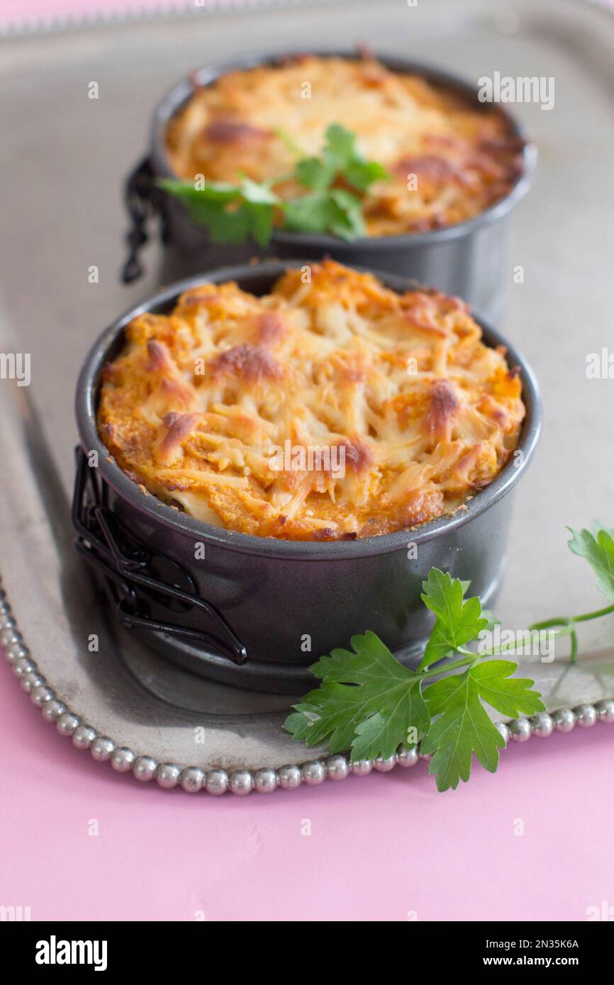 This Jan. 12, 2015 photo shows sausage and butternut squash personal ...