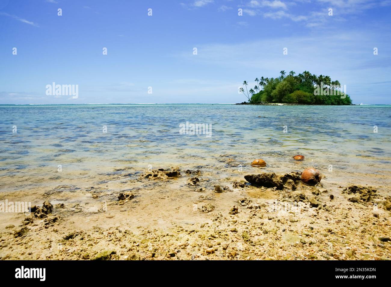 Tropical water's edge travel background on Rarotonga Cook Islands Stock ...