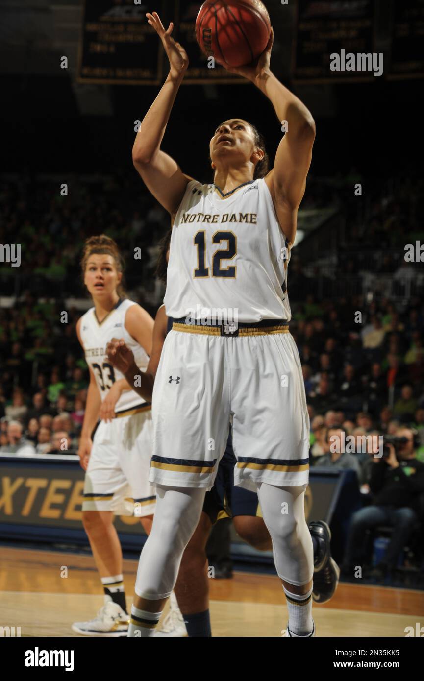 Notre Dame forward Taya Reimer puts up a shot in an NCAA basketball ...