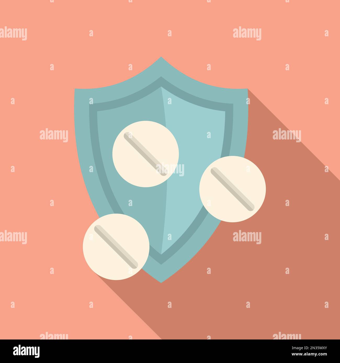 Pill secured icon flat vector. Bacteria drug. Virus resistant Stock ...