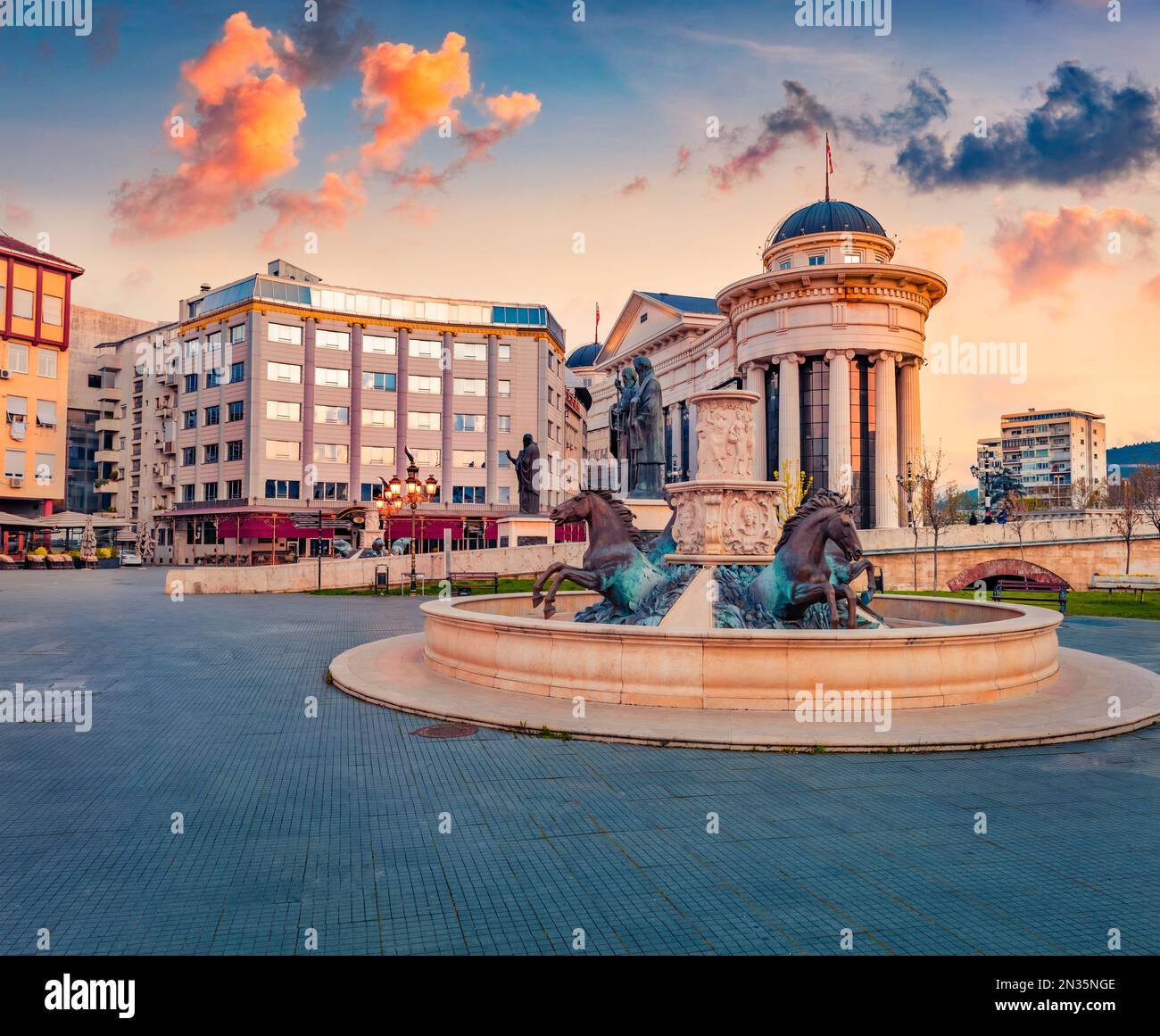 Сharm of the ancient cities of Europe. Spectacular sunset on capital of ...